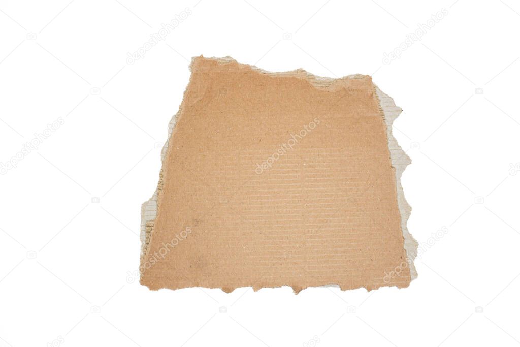 Pieza de cartón aislada sobre fondo blanco. Vista superior de cartón ...