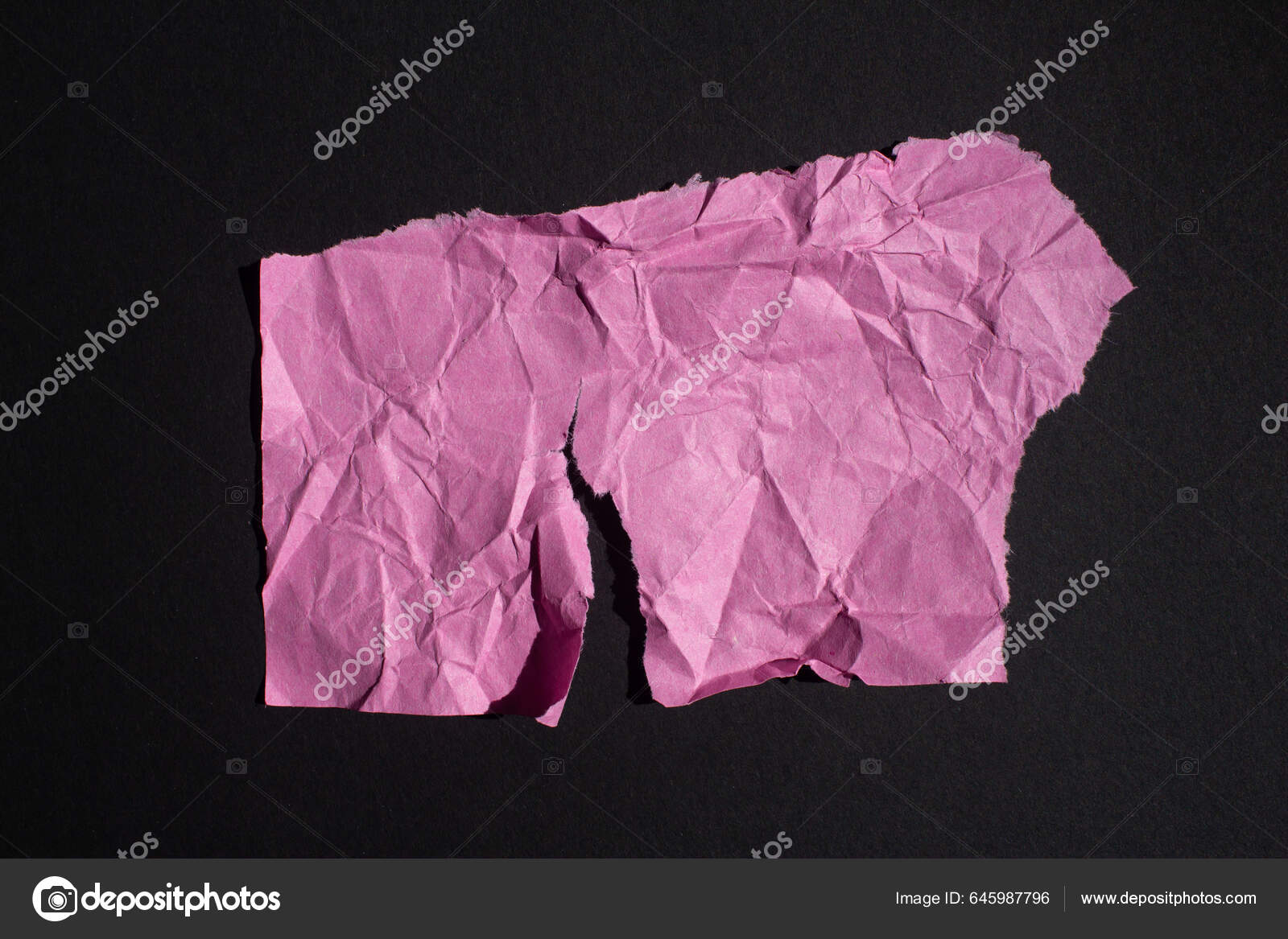 Pink Torn Paper Piece Isolated Black Background Ripped Blank Paper ...