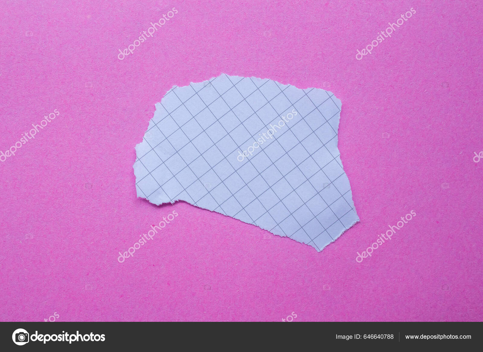 Graph Paper Torn Piece Isolated Pink Background Ripped Checkered Paper ...