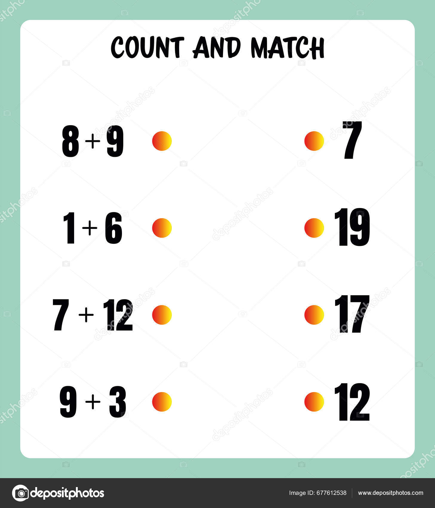 Räkna Och Matcha Pedagogisk Matematik Spel För Barn Utskrivbara ...