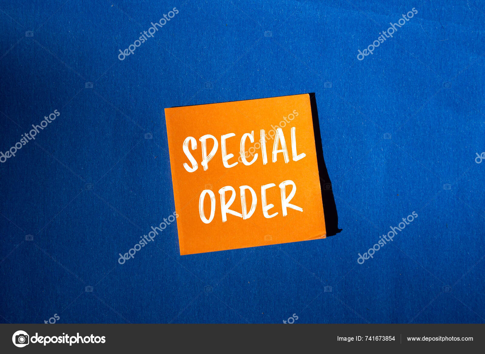 Special Order Message Written Orange Paper Blue Background Conceptual ...