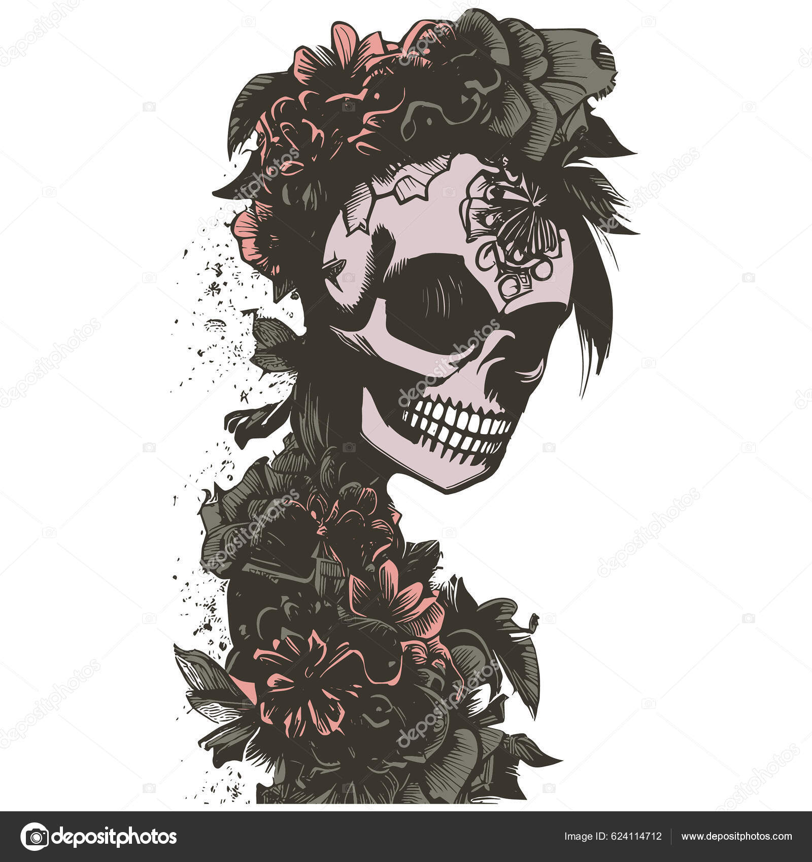 Girly Zombie Skull Tattoo