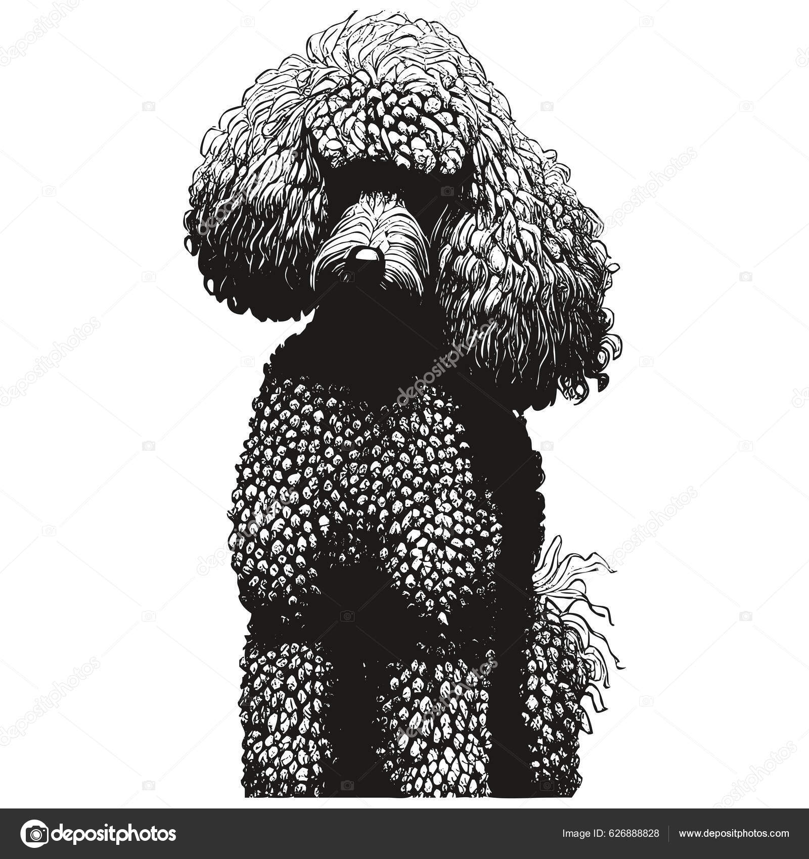 Pudel Vektor Logo Von Hand Gezeichnet Schwarz Weiße Zeichnung Von Stock ...