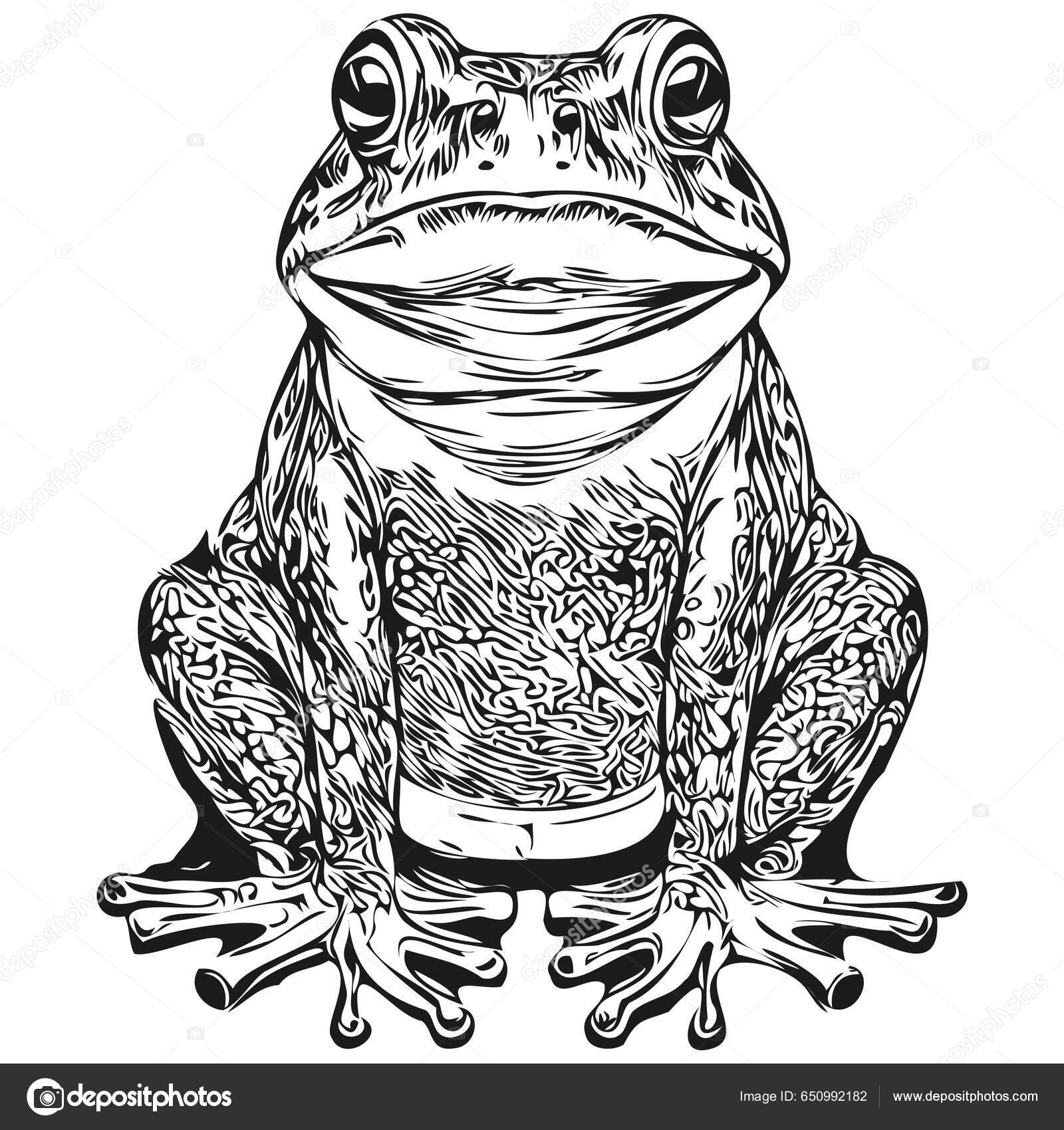 Vector Rana Realista Ilustración Animal Dibujado Mano Toa Vector de ...