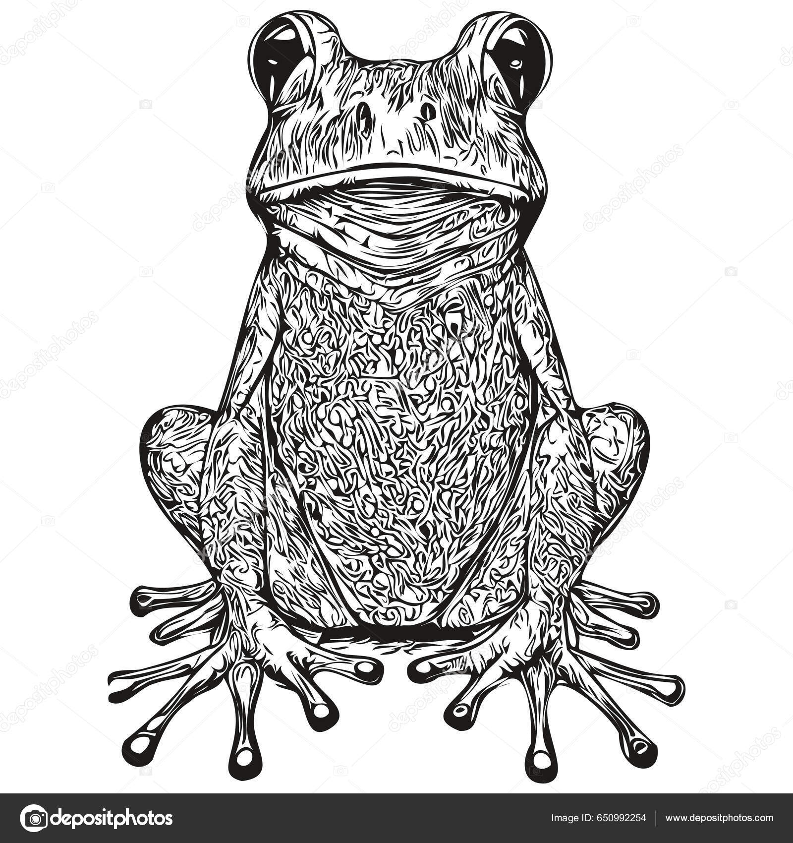 Cute Hand Drawn Frog Vector Illustration Black White Toa Stock Vector ...