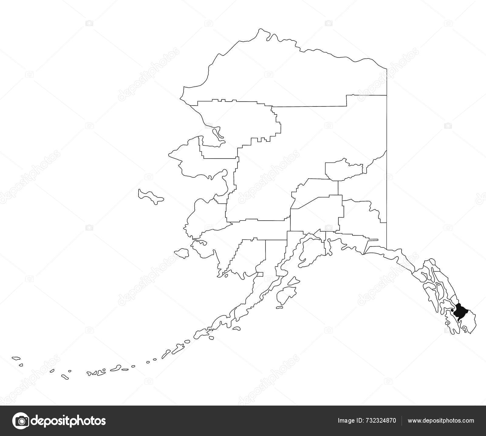 Mapa Wrangell Borough Estado Alaska Sobre Fondo Blanco Mapa Condado ...