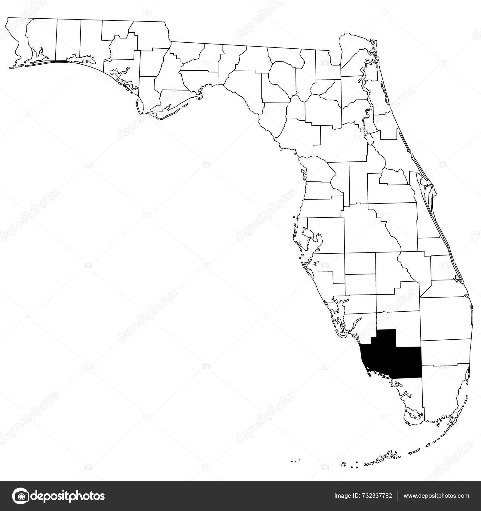Map Collier County Florida State White Background Single County Map ...