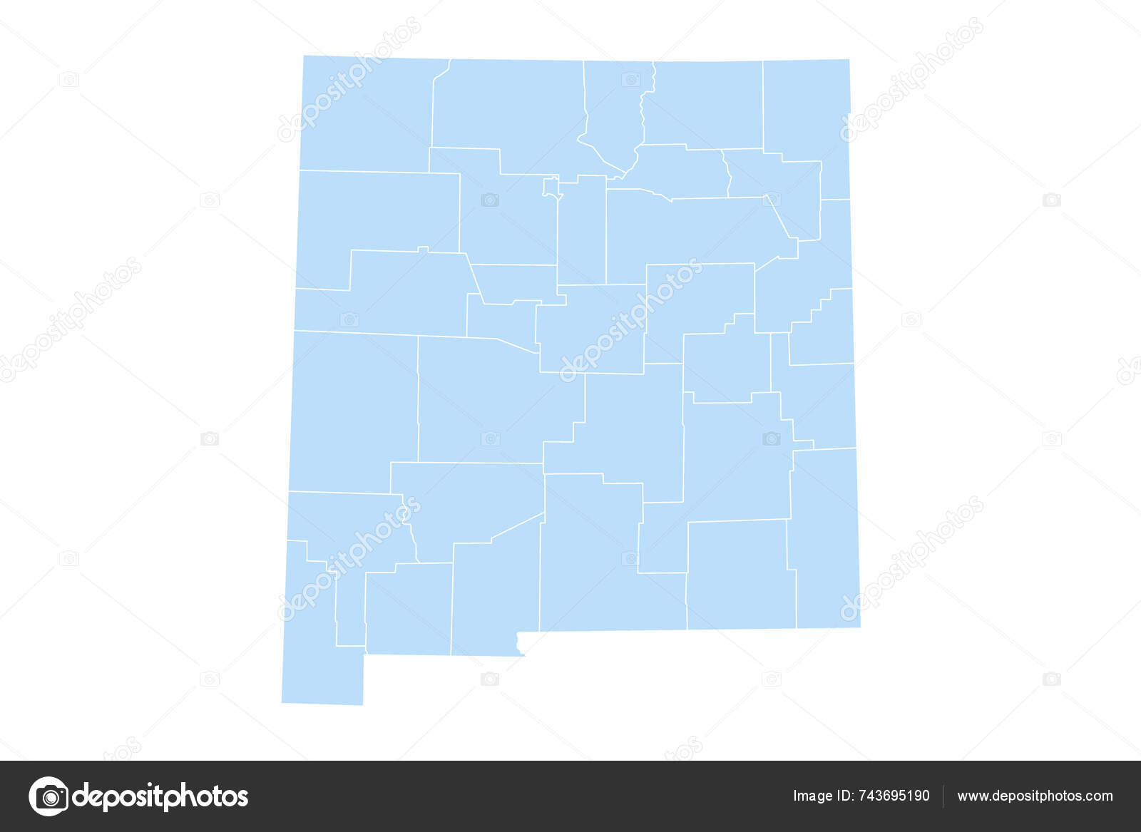 Blue New Mexico Administrative Map — Stock Photo © akhtaransari #743695190