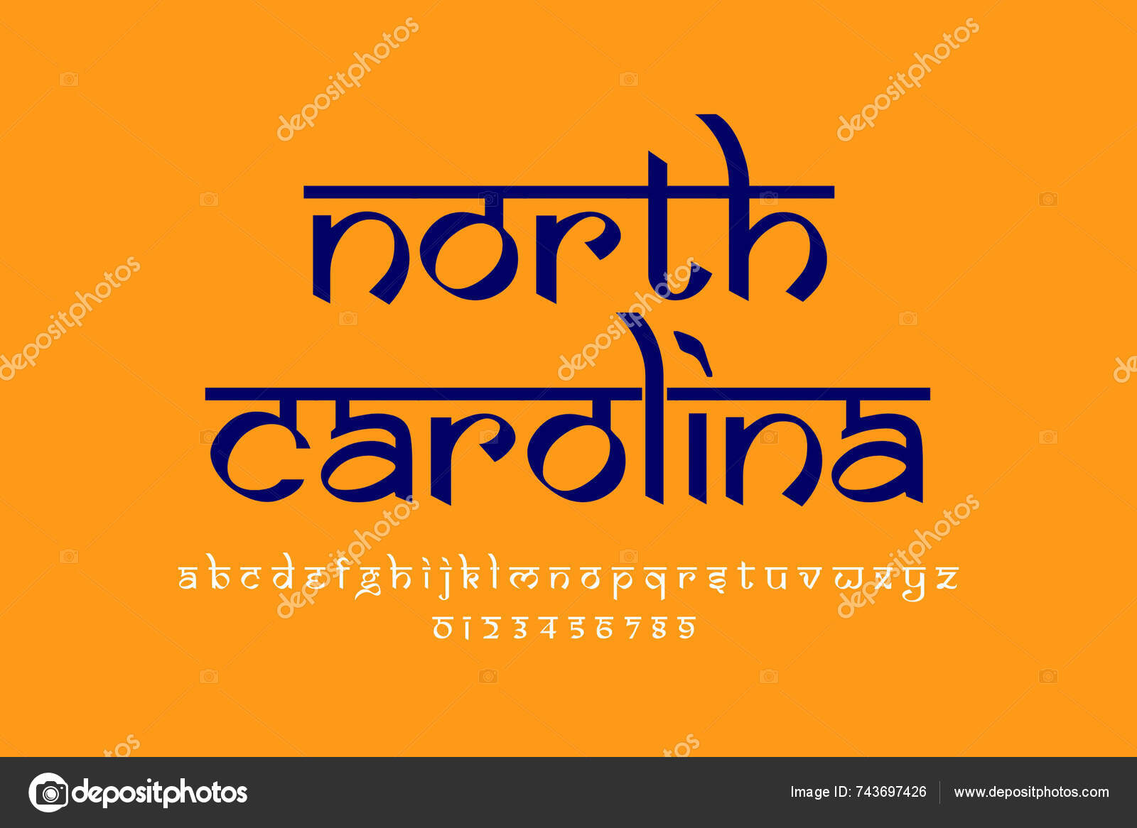 Usa State North Carolina Text Design Indian Style Latin Font — Stock ...