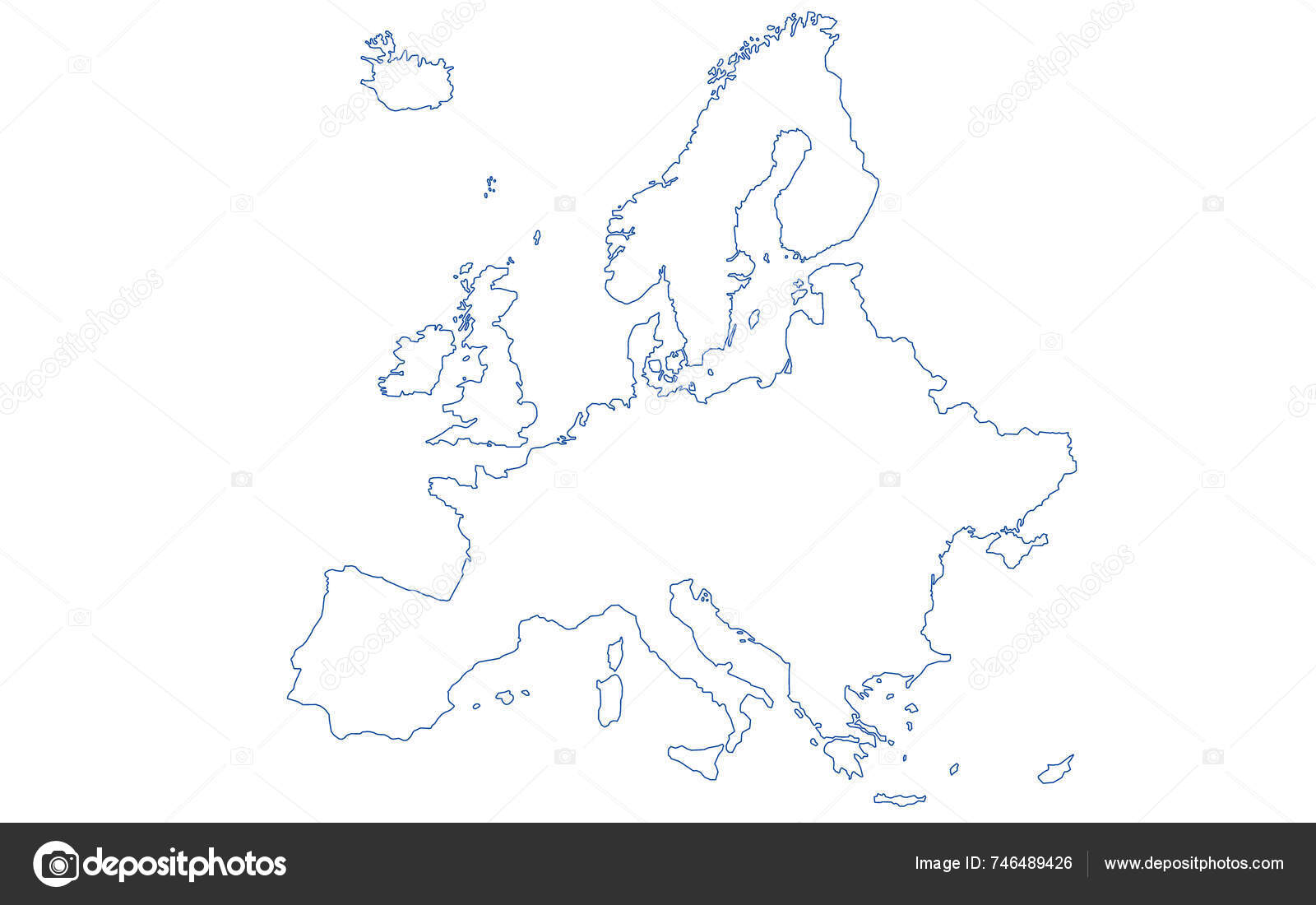 Europe Map Outline Sketch Line Art Map Europe Border Map — Stock Photo ...