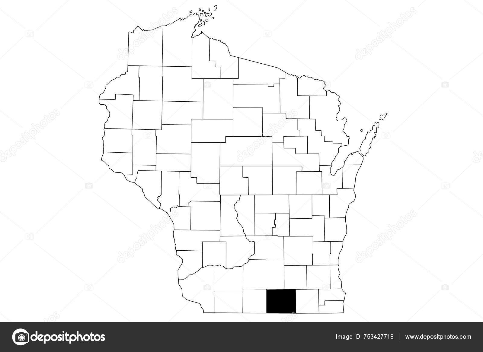 Map Rock County Wisconsin State White Background Single County Map ...