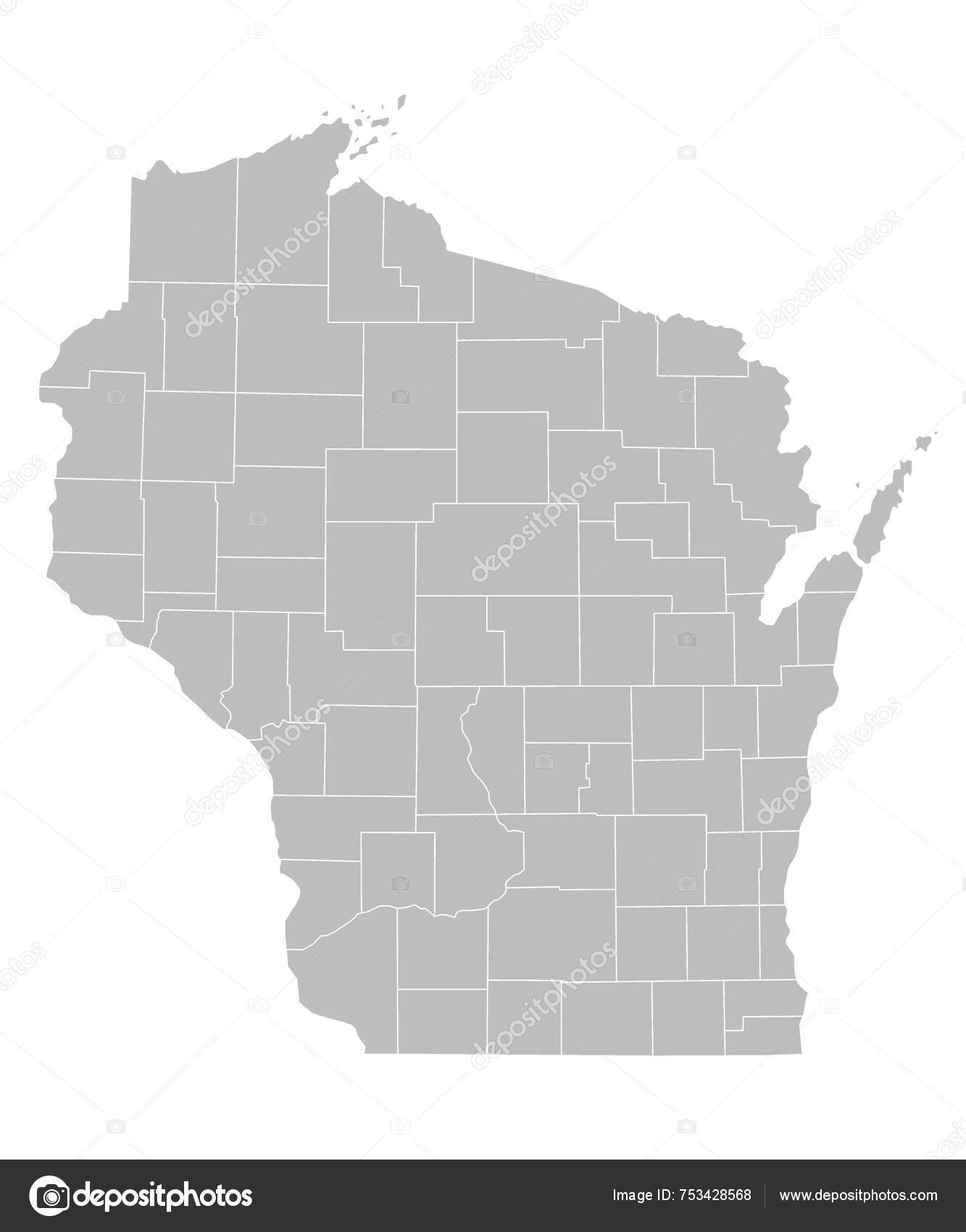 Wisconsin Administrative Map Counties Map Wisconsin Blank Map Empty Map ...