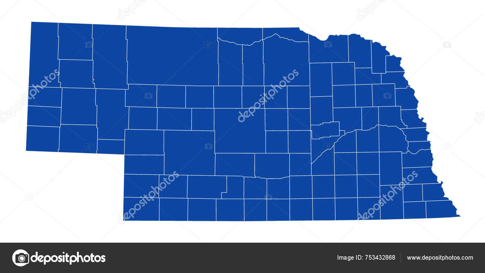 Nebraska Administrative Map Counties Map Nebraska Blank Map Empty Map ...