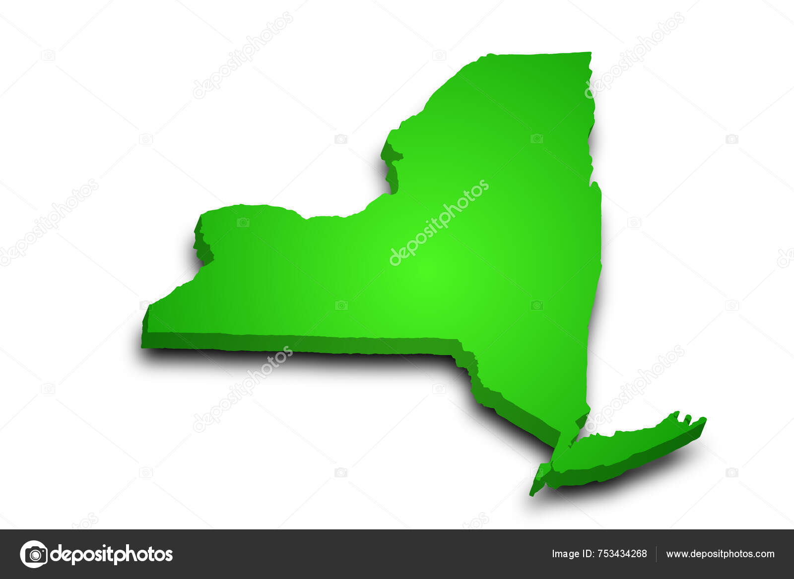 Map New York State Color United State America United State — Stock ...