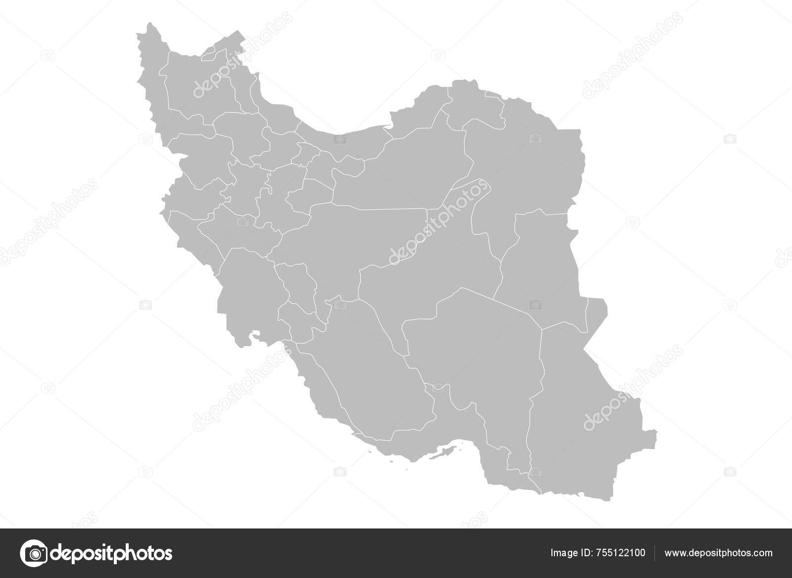 Iran Administrative Map Provinces Map Iran Blank Map Empty Map — Stock ...