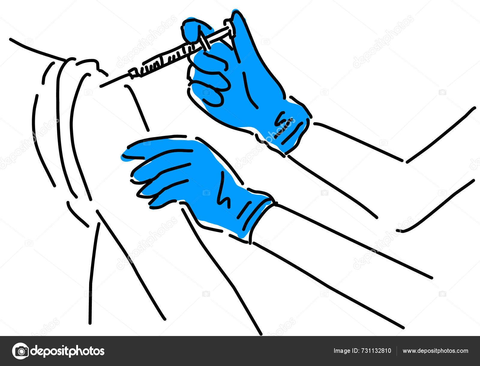 Hand Drawn Vector Illustration Doctor Medical Gloves — Stock Photo ...