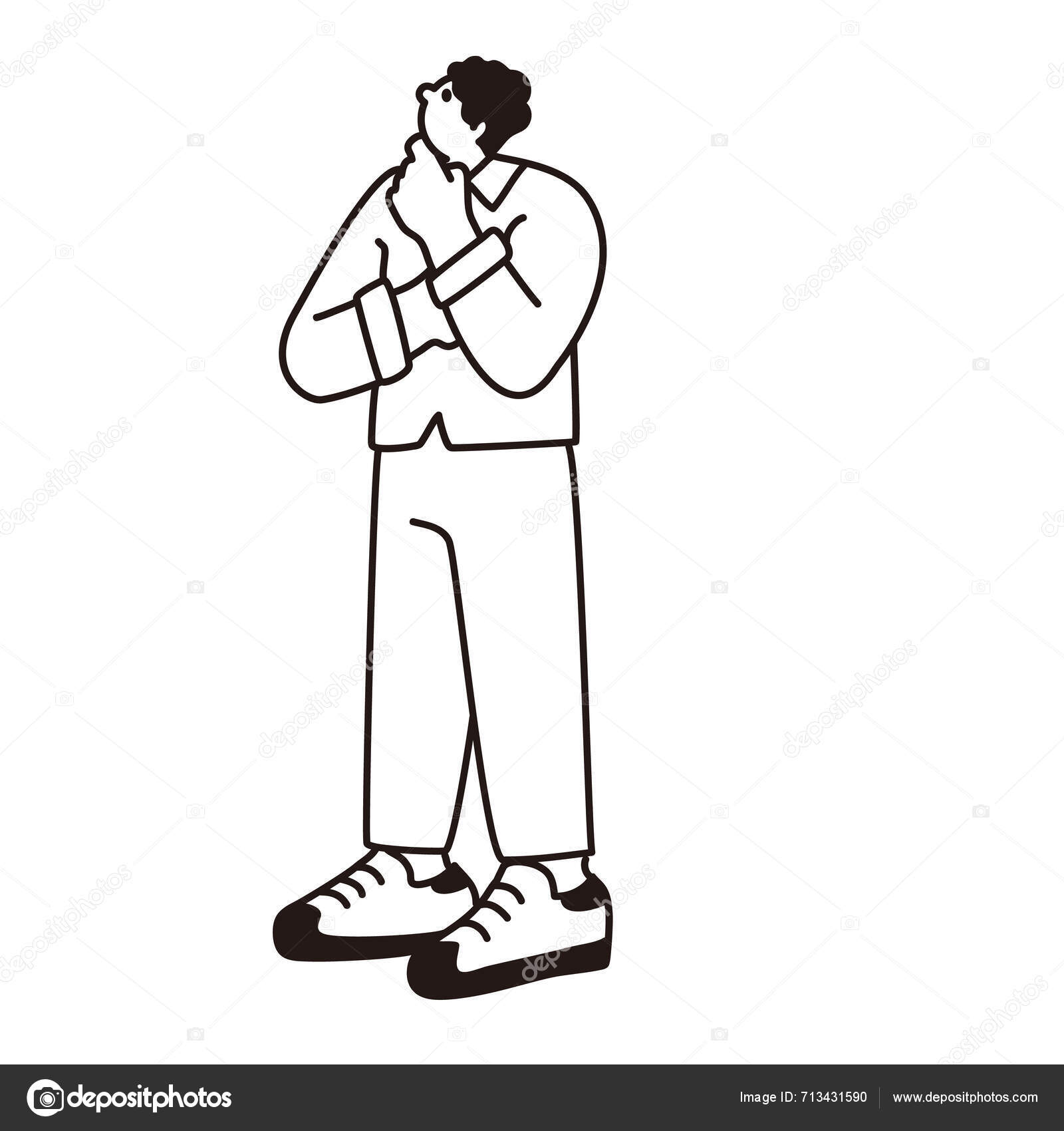 Man Looking Thinking Line Drawing Vector Stock Vector by ©arataarata ...