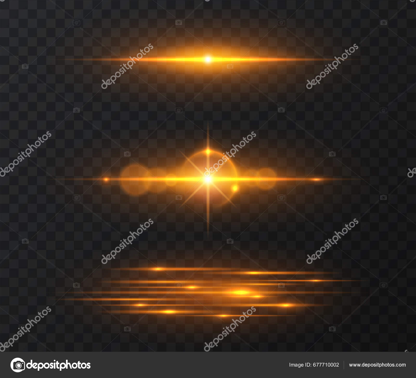 Vector Light Effect Set Horizontal Glowing Lines Sunrise Laser Glow ...