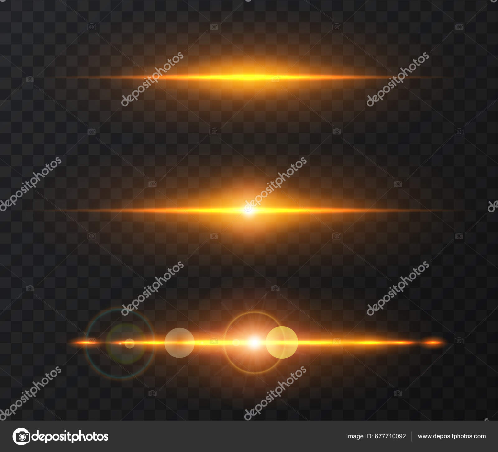 Vector Light Effect Set Horizontal Glowing Lines Sunrise Laser Glow ...