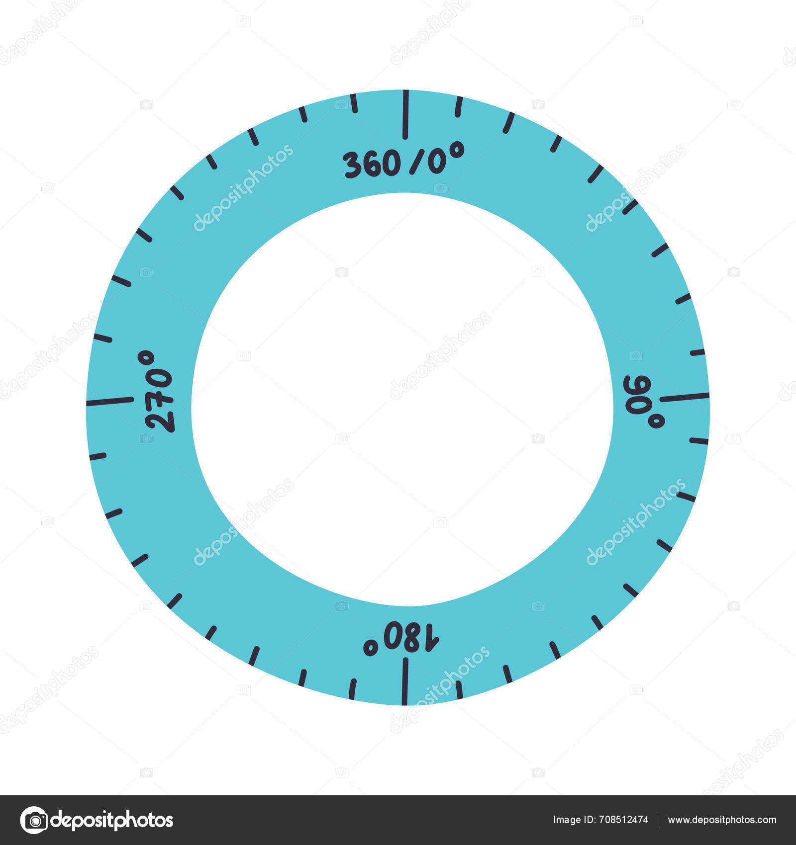 Cute Hand Drawn Plastic Circular Protractor Ruler Cartoon Tool Drawing ...