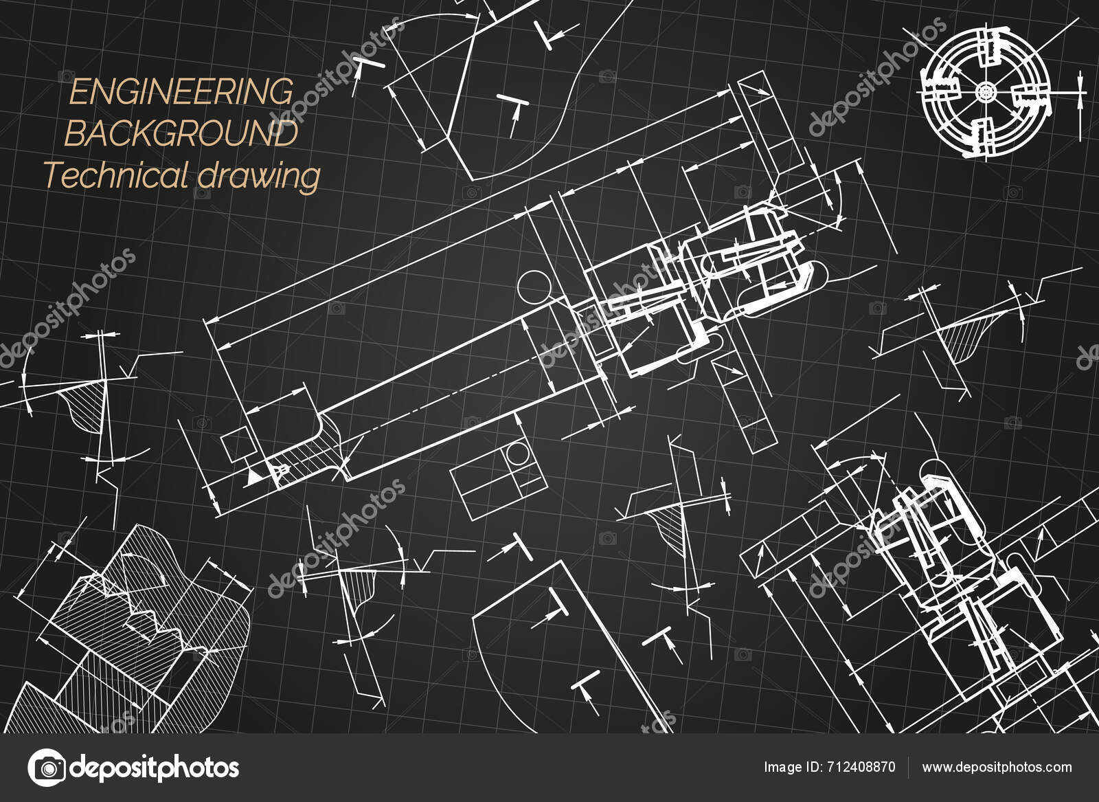 Mechanical Engineering Drawings Black Background Tap Tools Borer ...