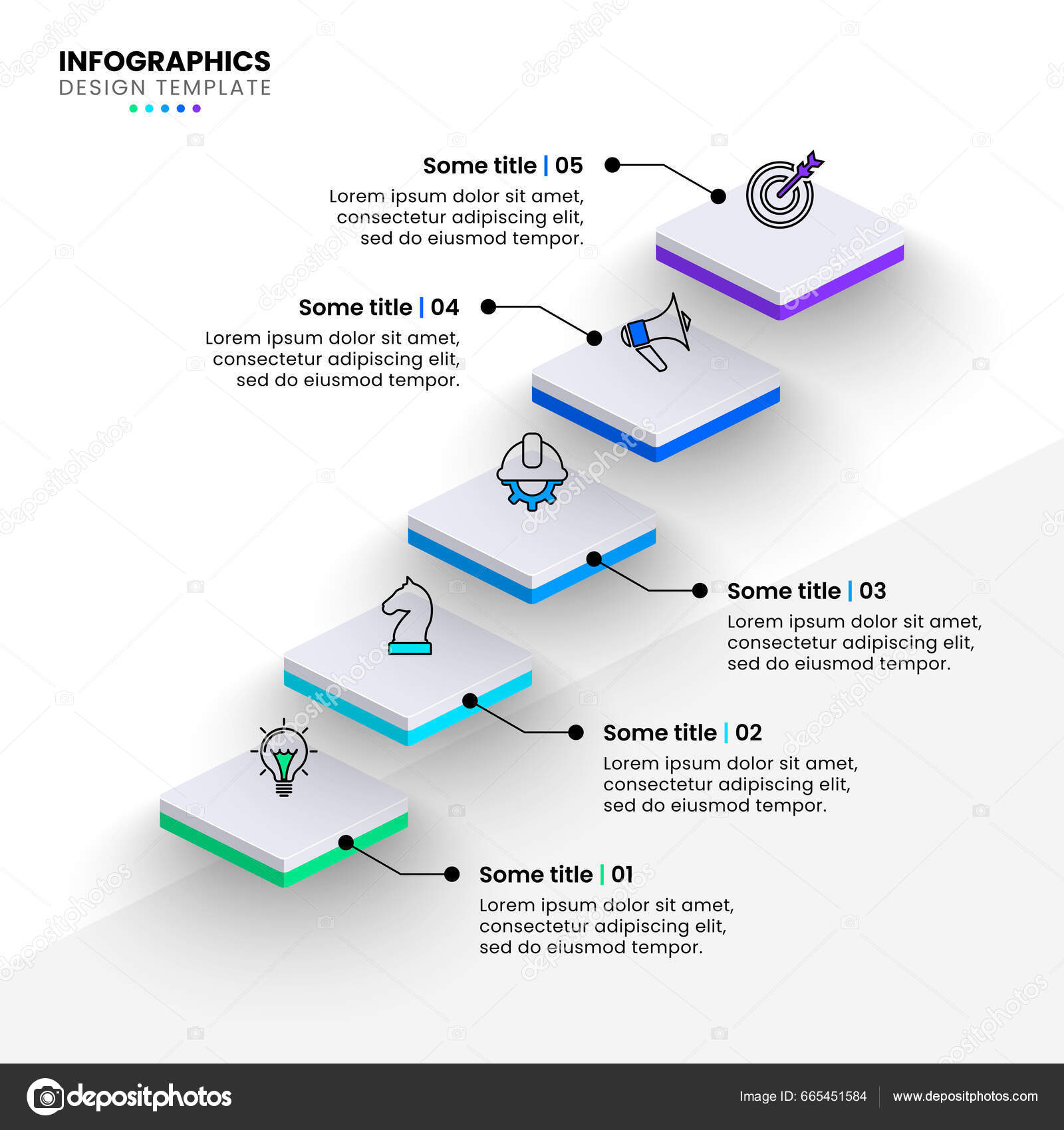 Infographic Template Icons Options Steps Isometric Stairs Can Used Workflow Stock Vector by ...