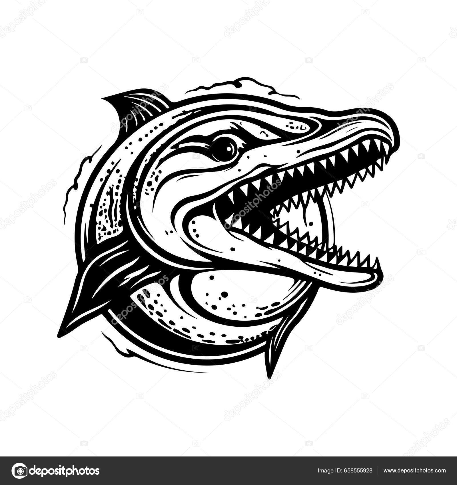 Mosasaurus Vintage Logo Line Art Concept Black White Color Hand Stock ...