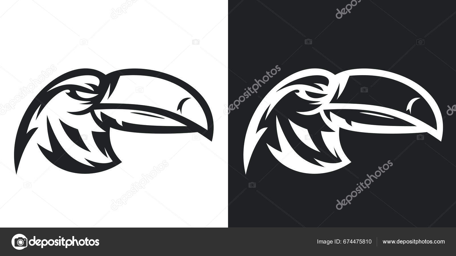 Toucan Head Isolated White Black Background Silhouette Abstract Bird ...