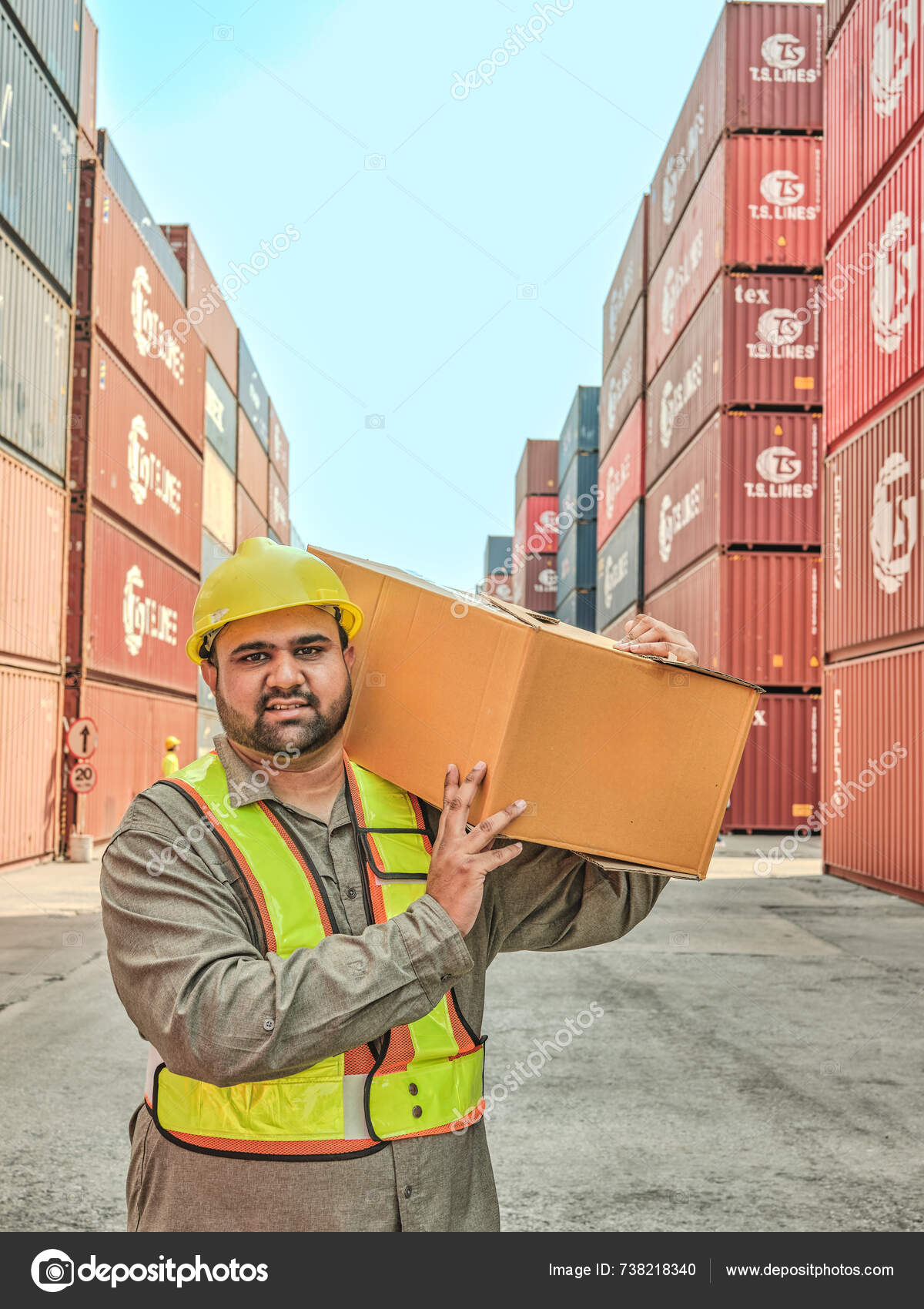 Worker Carry Packages Warehouse Engineer Work Control Loading ...