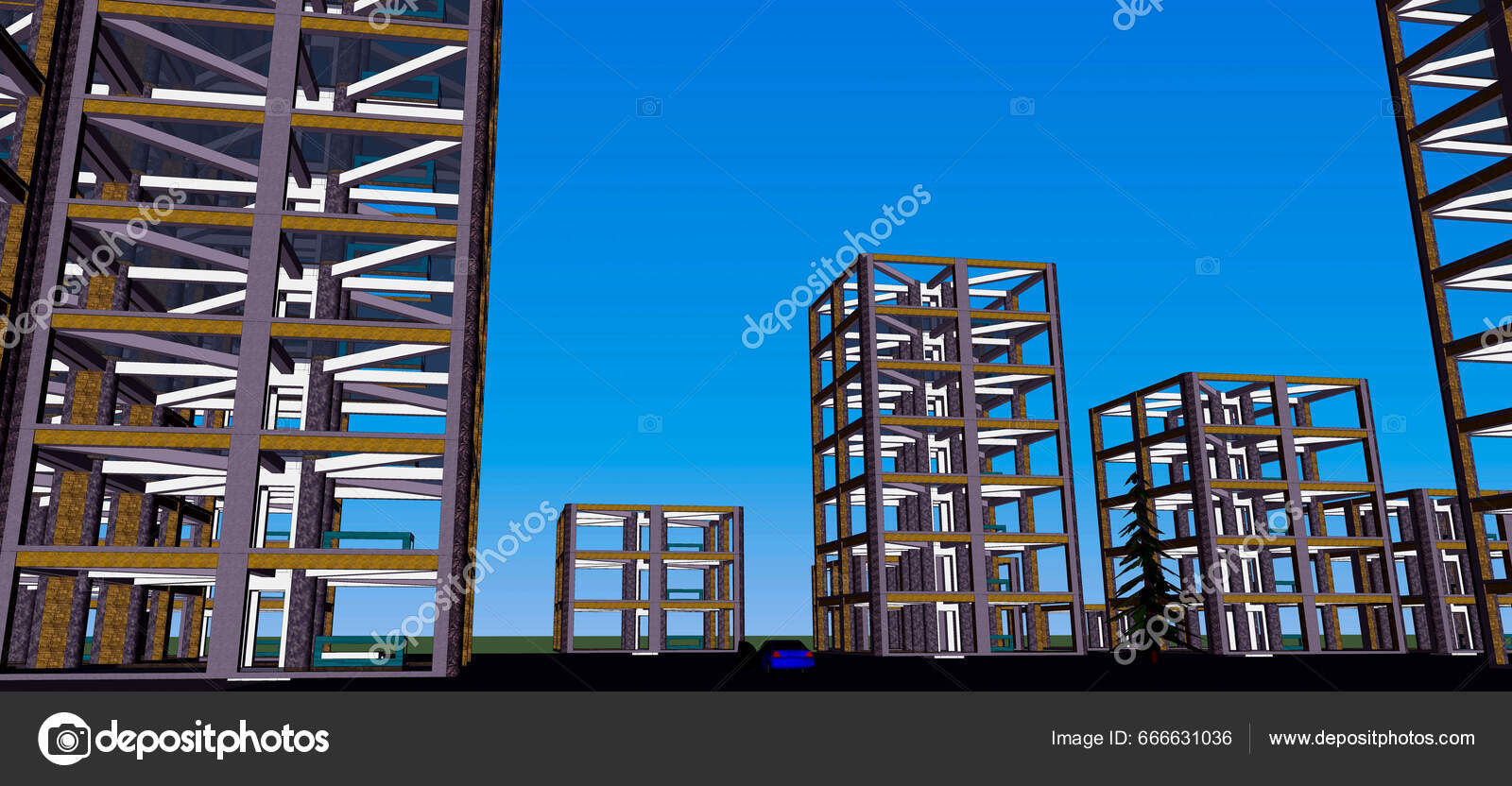 Rendering Construction Buildings Architectural Concept — Stock Photo ...