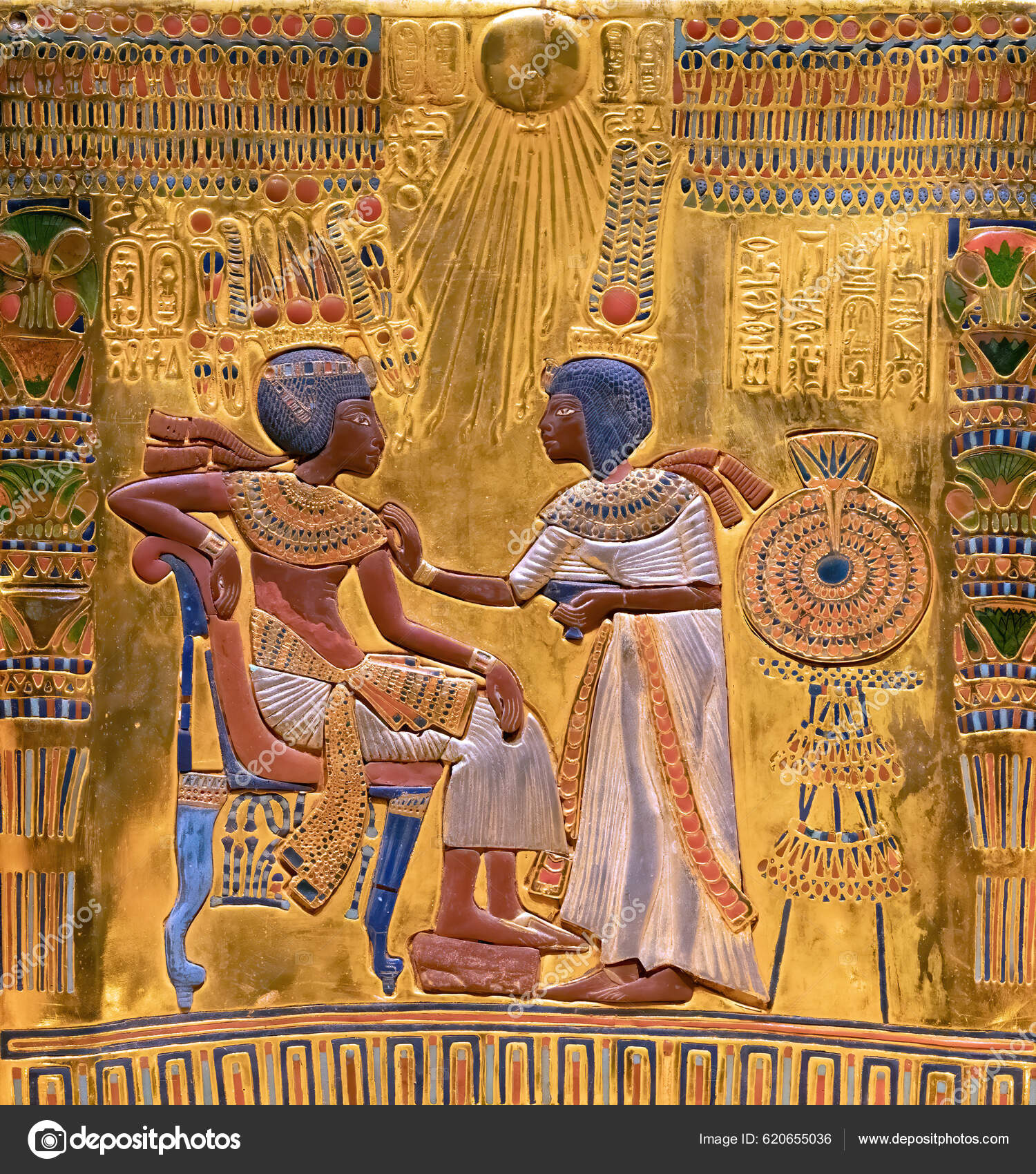 Tutankhamun His Queen Lighted Sun Tomb Pharaoh — Stock Editorial Photo ...