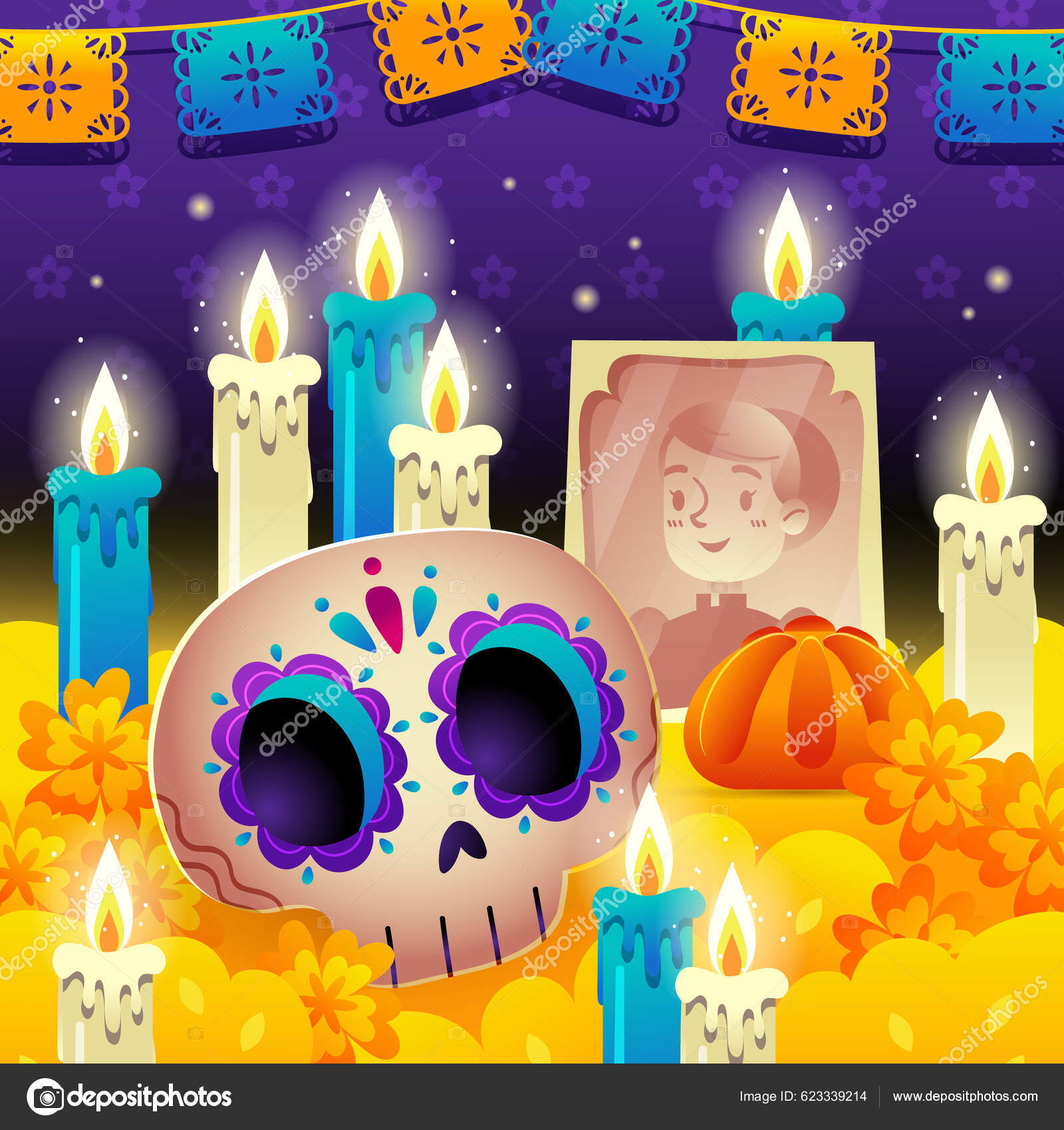 Gradient Dia Muertos Celebration Vector Illustration Stock Vector Image ...
