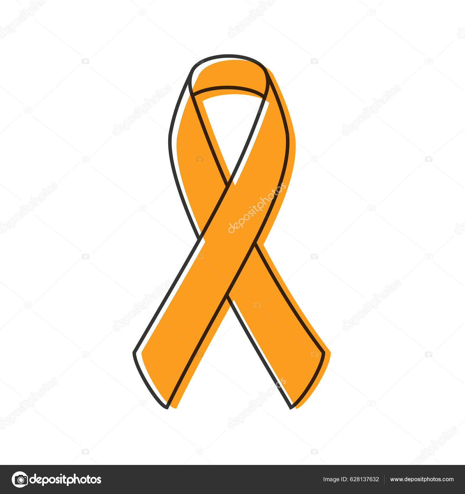 Orange Cancer Ribbon Vector Orange Ribbon Immune Cancer Awareness Icon