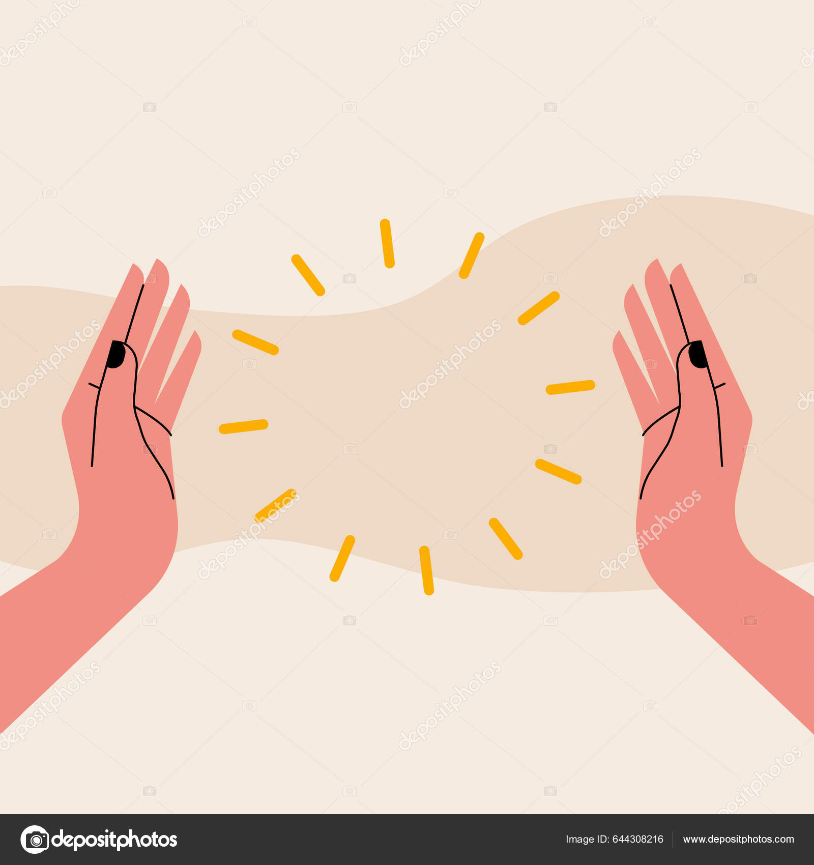 Two Hands Open Copy Space Concept Discovery Holding Showing Vector ...