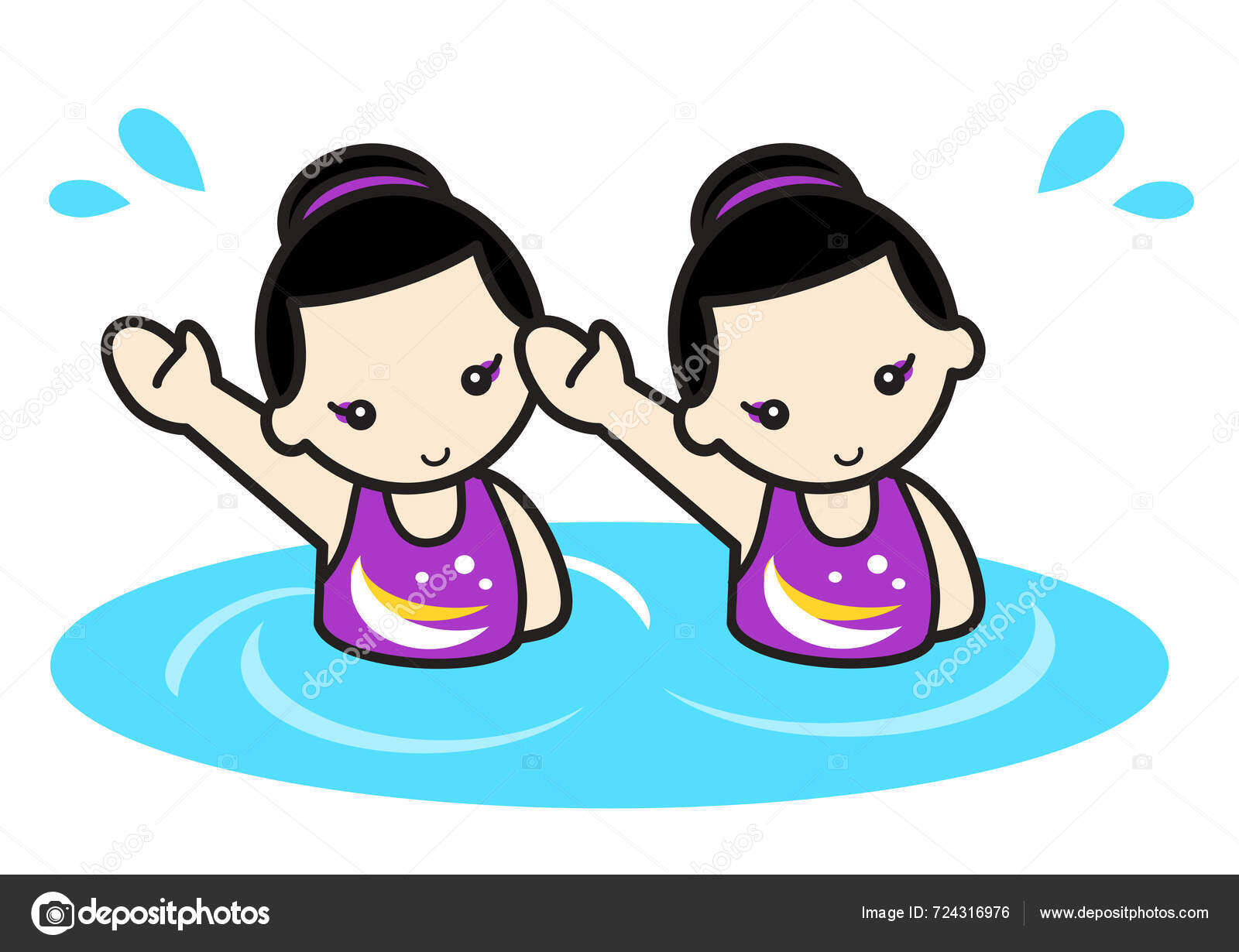 Cute Synchonized Swimming Girls Groupe — Stock Photo © scb13 #724316976
