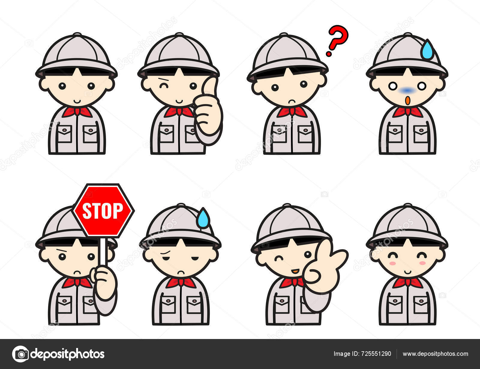 Cute Boy Scout Emotion Set — Stock Photo © scb13 #725551290