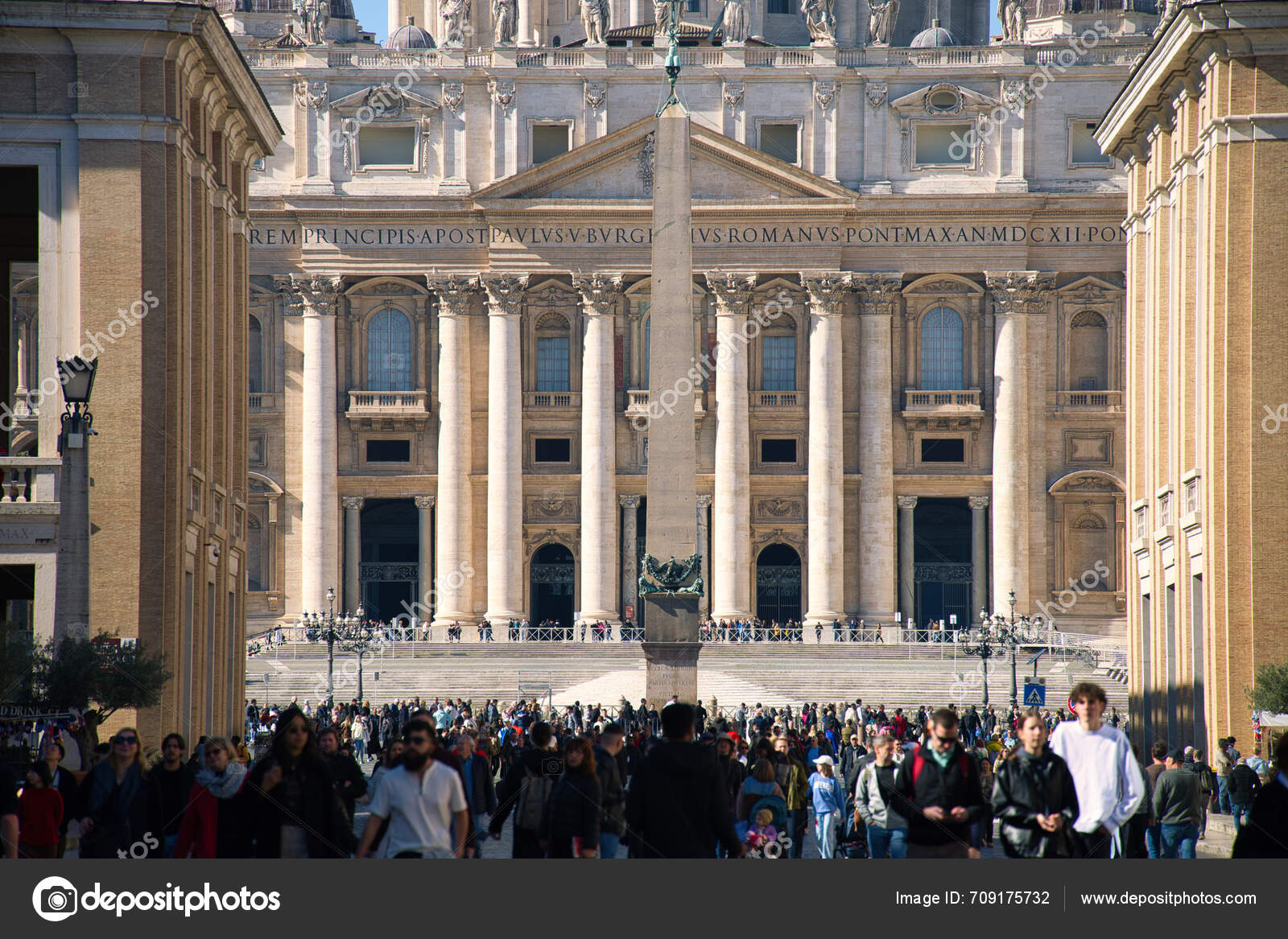 Rome Italy February 2024 Peter's Basilica Square Daylight People ...