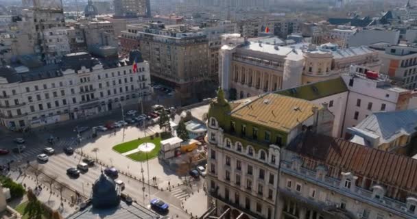 Bucharest Romania March 2024 Aerial Drone View Downtown Road Moving ...
