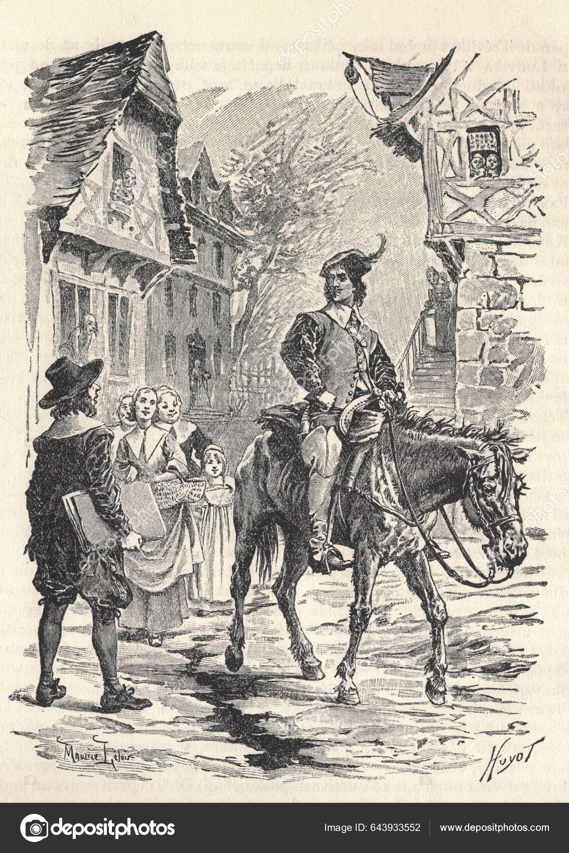 Three Musketeers D'artagnan Athos Aramis Porthos Illustration Late 19Th Century Stock ...