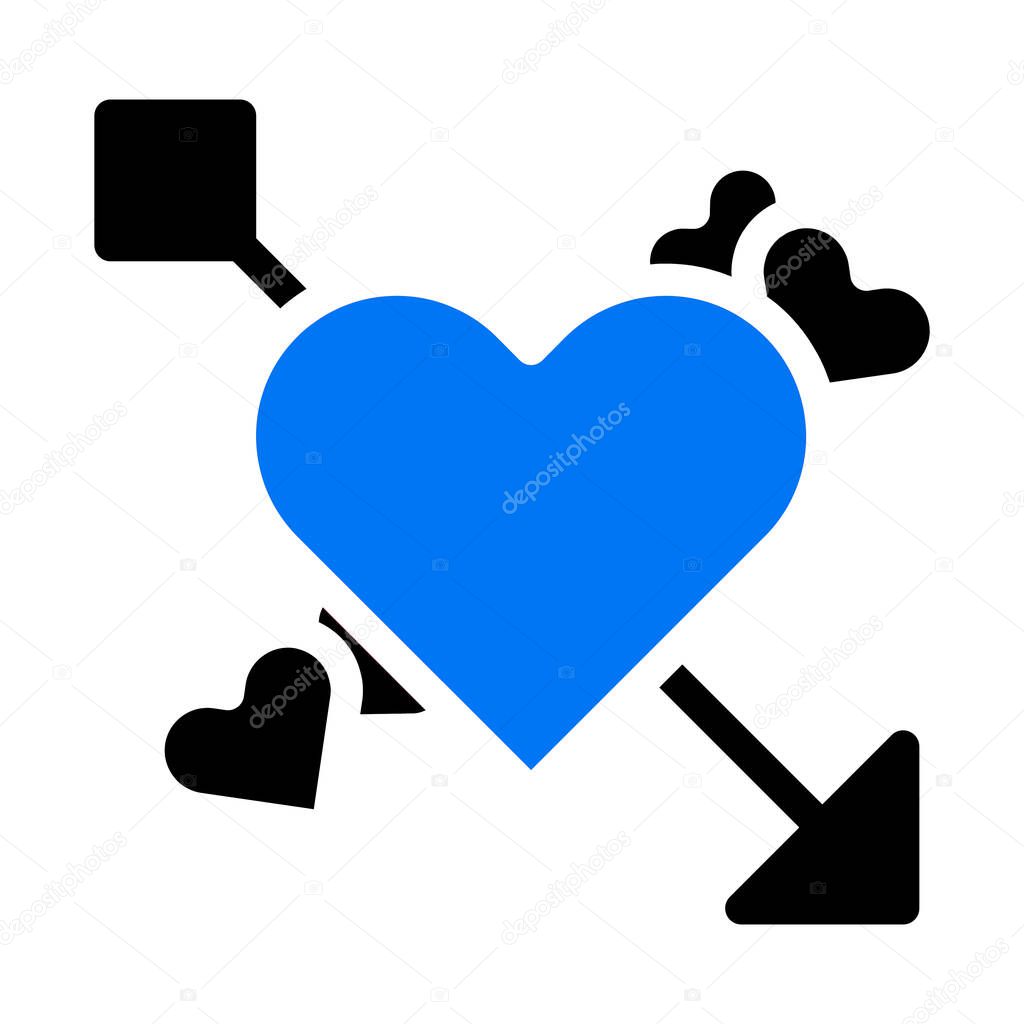 corazón icono sólido azul negro San Valentín ilustración vector ...
