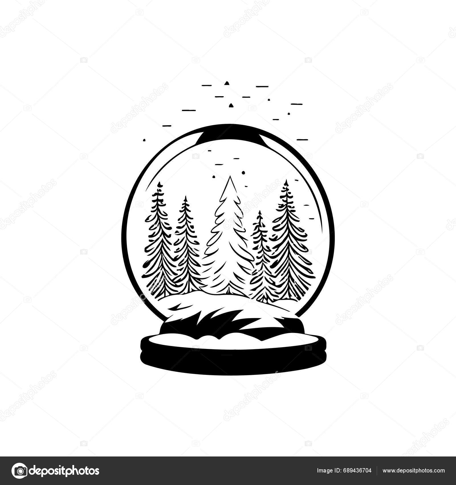 Snowglobe Icon Hand Draw Black Colour Winter Decoration Logo Vector ...
