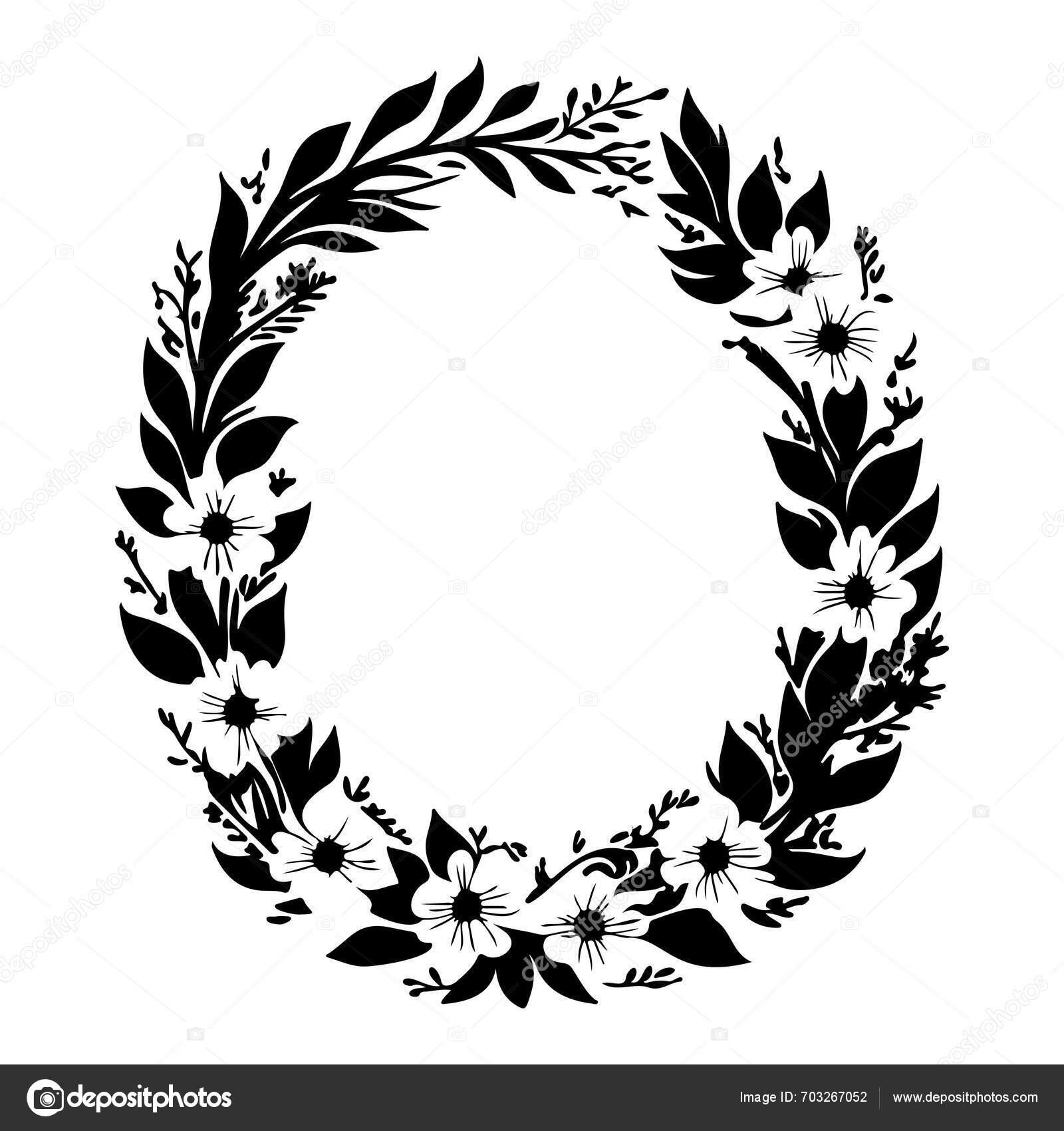 Ovális Keret Virág Ikon Kézzel Felhívni Fekete Színű Logó Vektor Stock ...