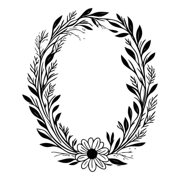 Ovális Keret Virág Ikon Kézzel Felhívni Fekete Színű Logó Vektor Stock ...
