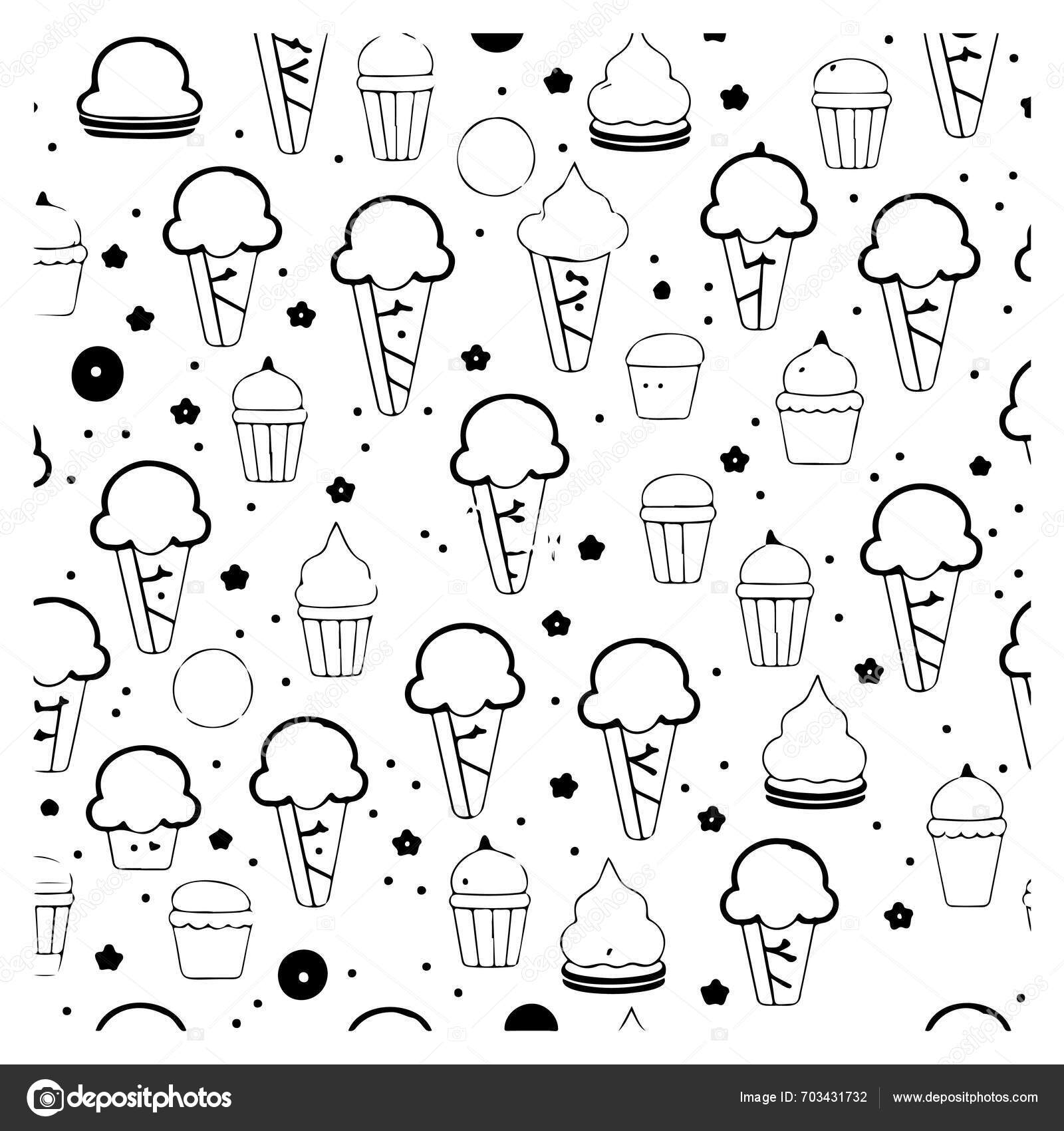Doodle Ice Cream Cake Hand Draw Illustration Sketch Hand Draw Stock ...