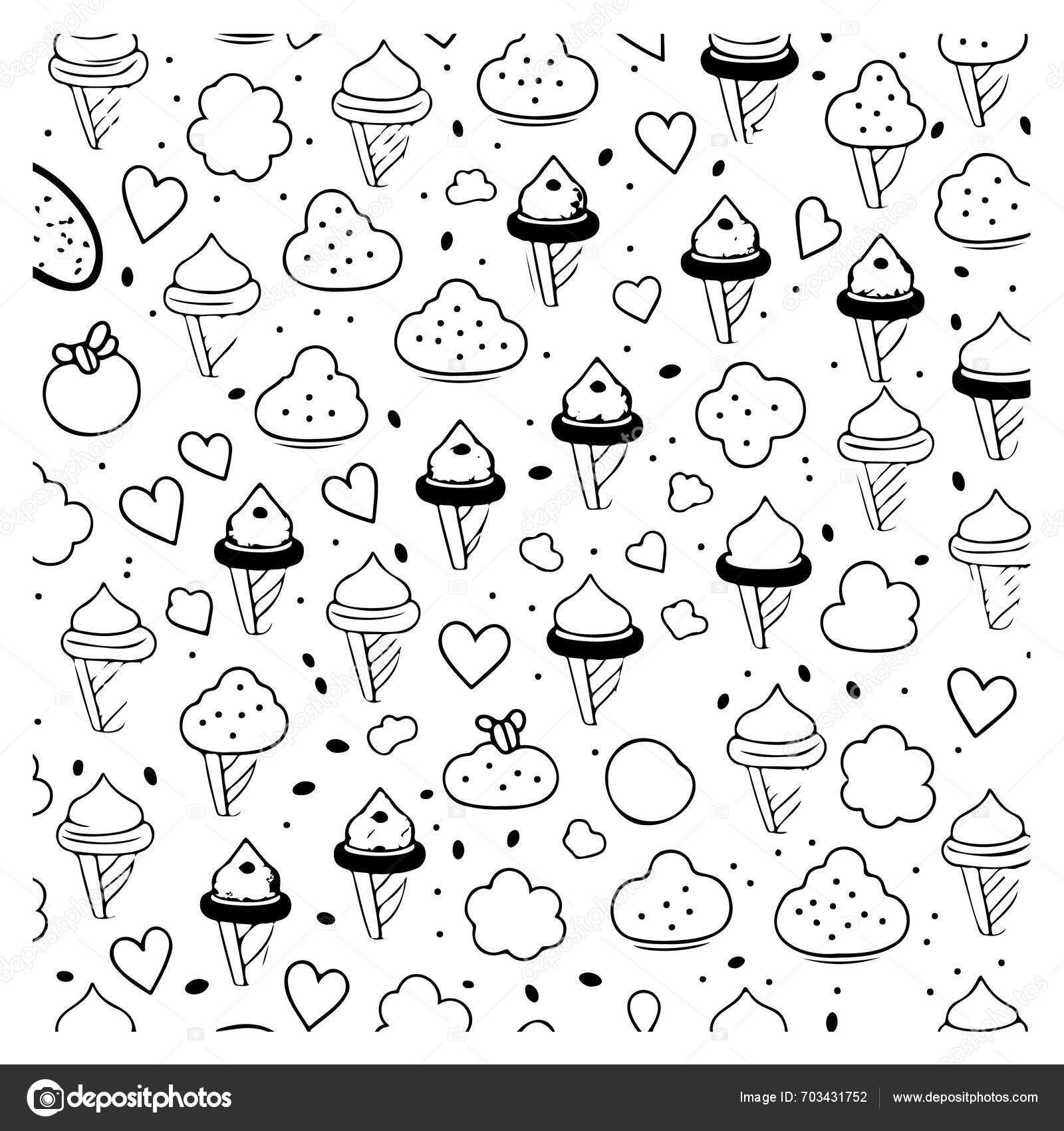 Doodle Ice Cream Cake Hand Draw Illustration Sketch Hand Draw Stock ...