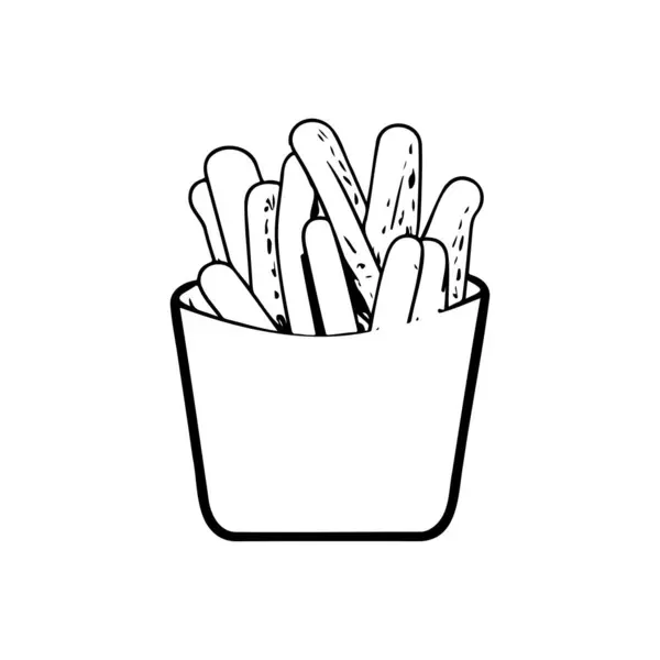 Friend Fries Icon Hand Draw Black Colour Hamburger Day Logo Stock ...