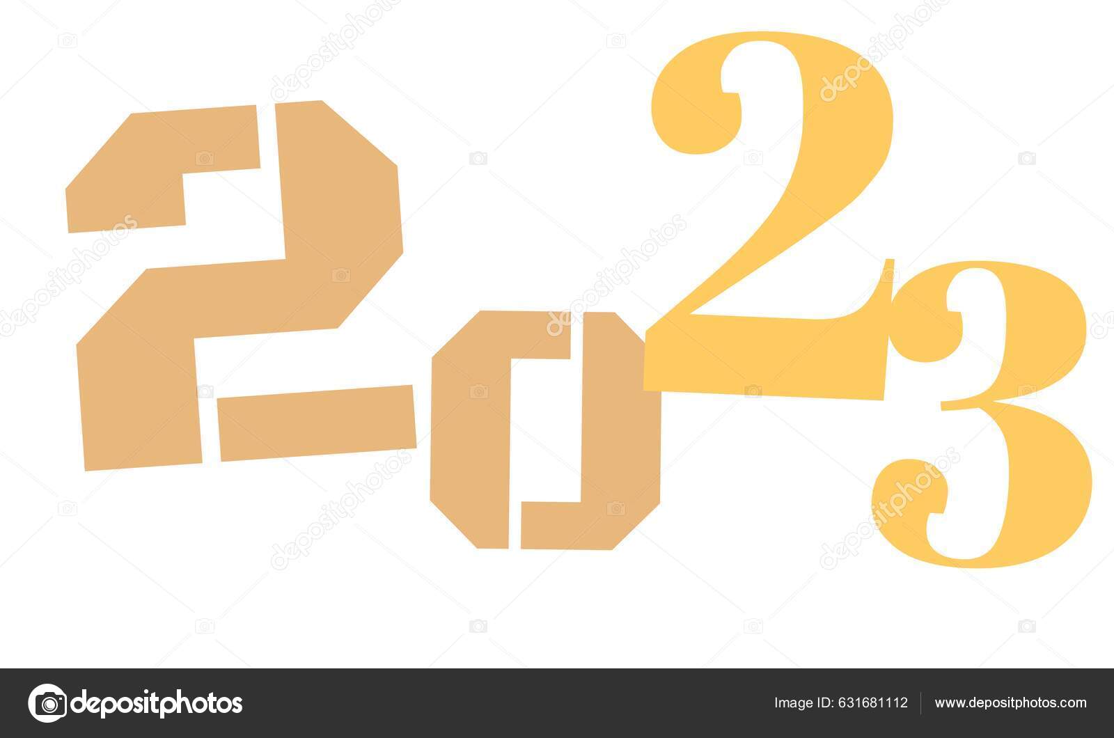 2023 Gold Number Isolated White Background 2023 Number Logo Text Stock ...