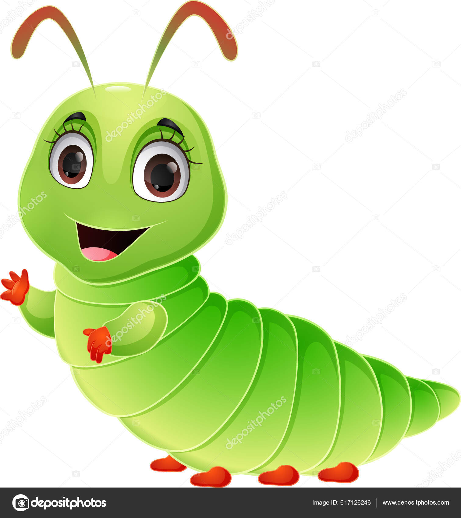 Vector Illustration Happy Caterpillar Cartoon White Background Stock ...