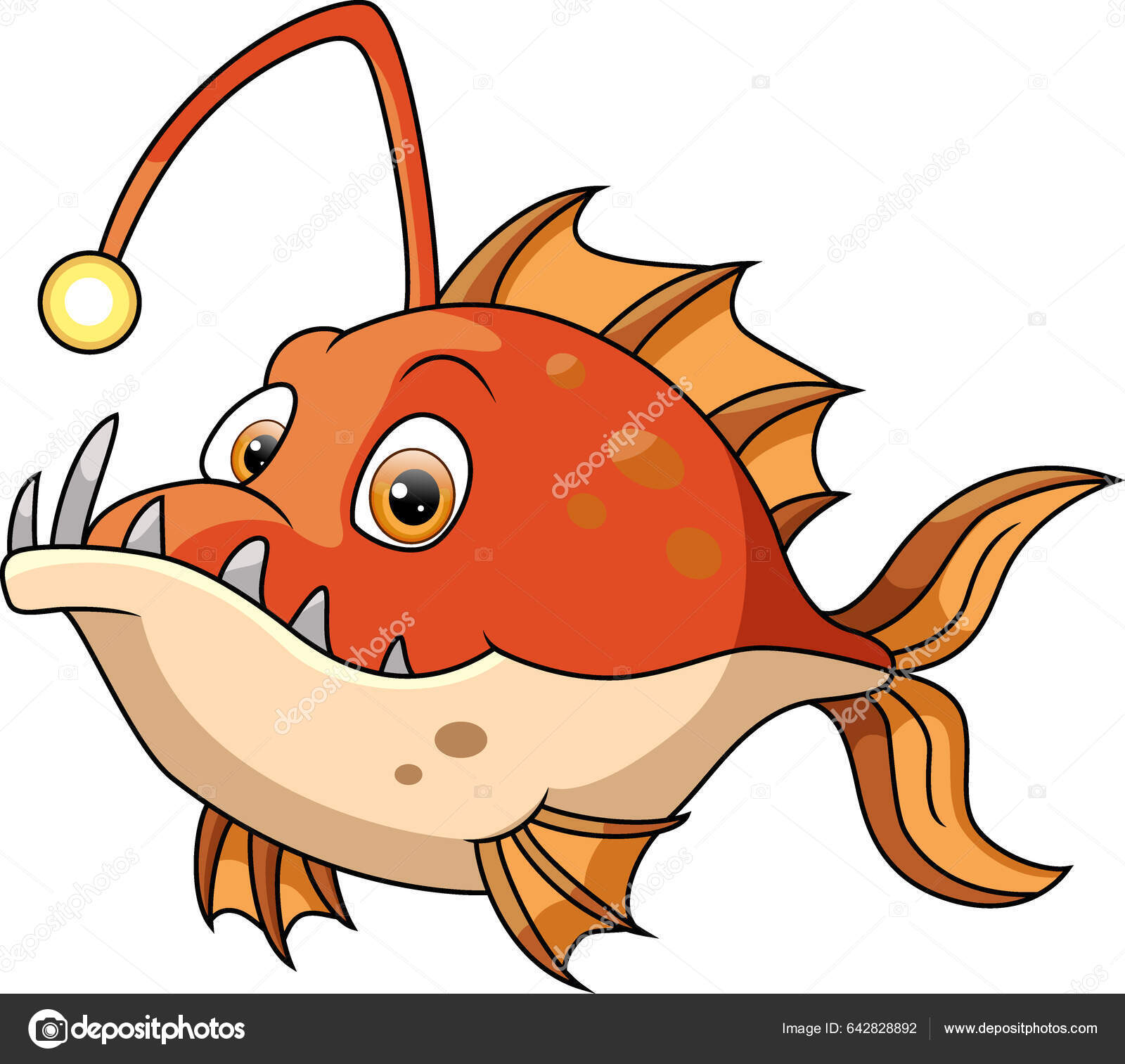 Vector Illustration Cute Angler Fish Cartoon White Background Stock ...
