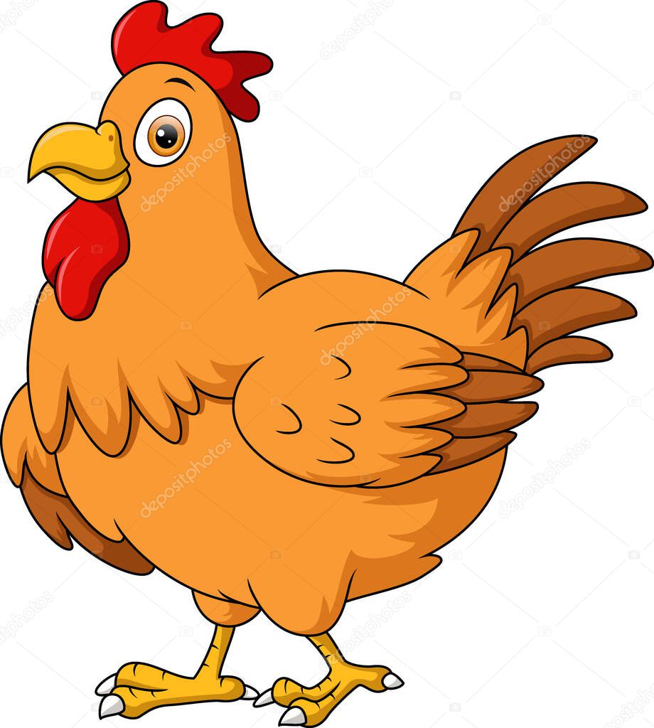 Ilustración Vectorial Dibujos Animados Gallina Linda Sobre Fondo Blanco ...